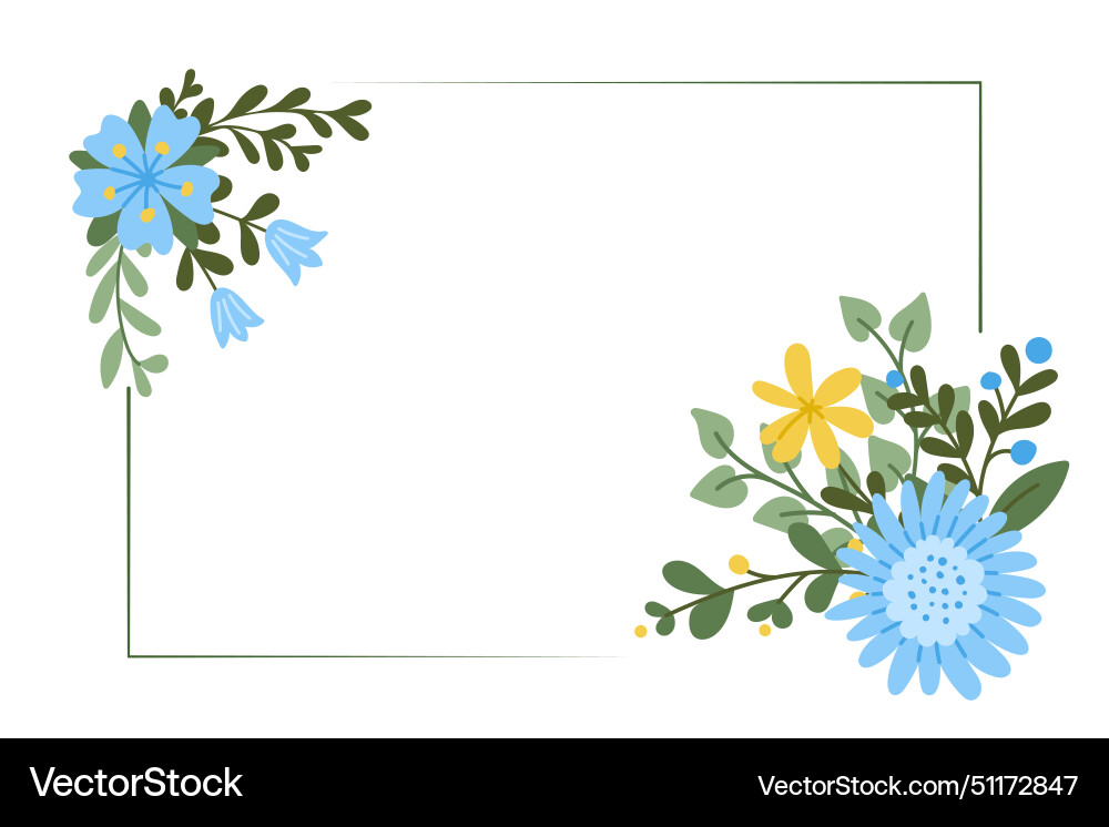 Horizontal floral greeting card in flat style Vector Image