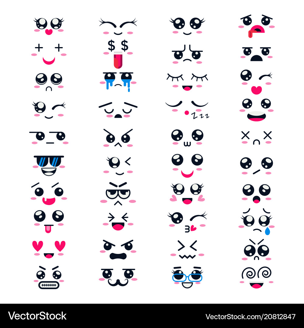 Kawaii cartoon emoticon character Royalty Free Vector Image