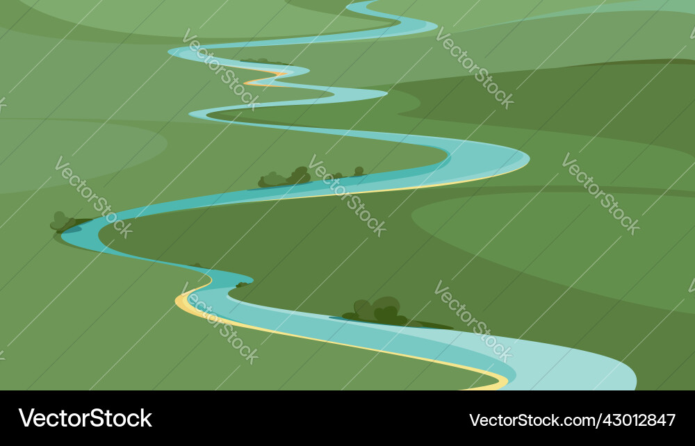 Landscape with river view from above Royalty Free Vector