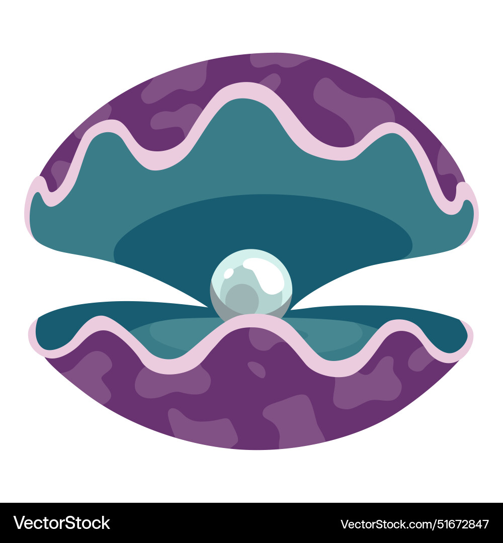 Pearl in seashell open scallop Royalty Free Vector Image