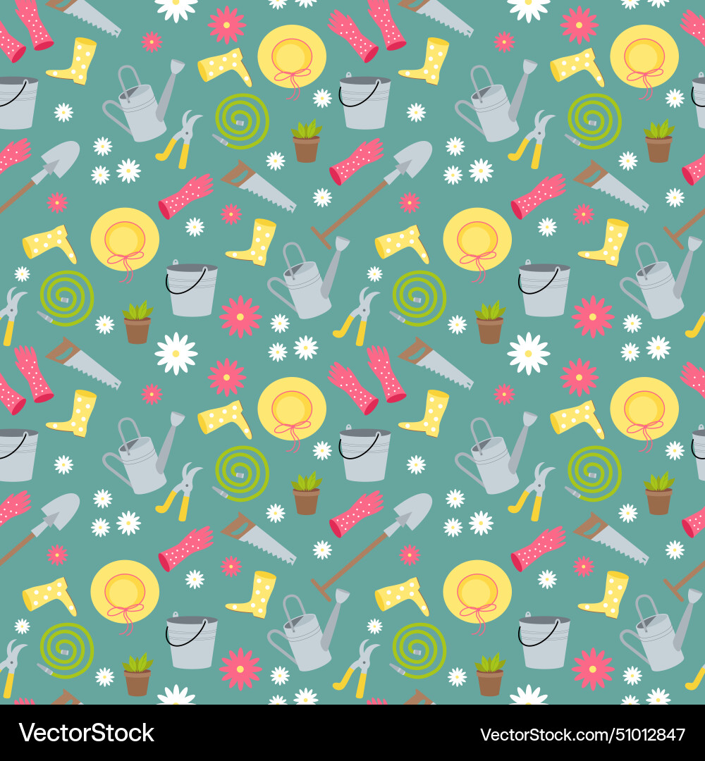 Seamless with garden tools pattern Royalty Free Vector Image