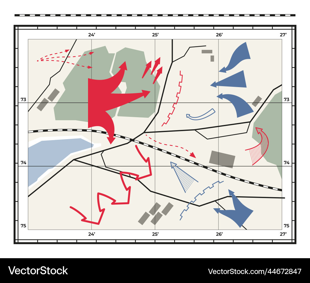 War map geography fighting defense plan Royalty Free Vector