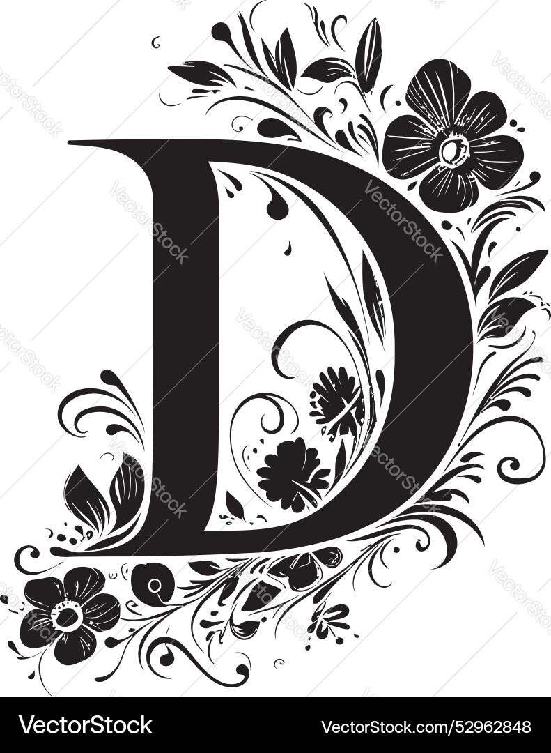 Dazzling flourish sparkling font d decor Vector Image