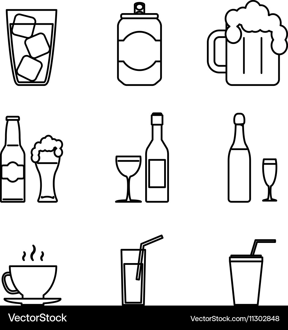 Drink Icon Set - Line Art Royalty Free Vector Image