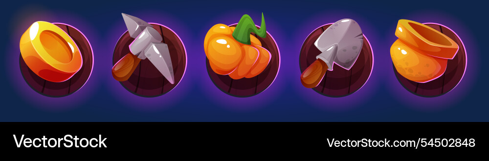 Farm themed game icons set Royalty Free Vector Image