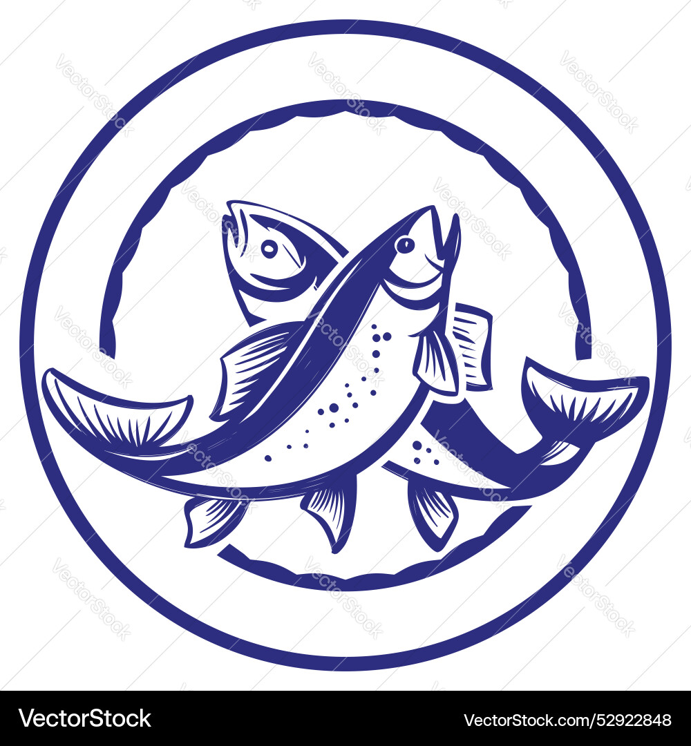 Fish icon fishing symbol hand drawn Royalty Free Vector