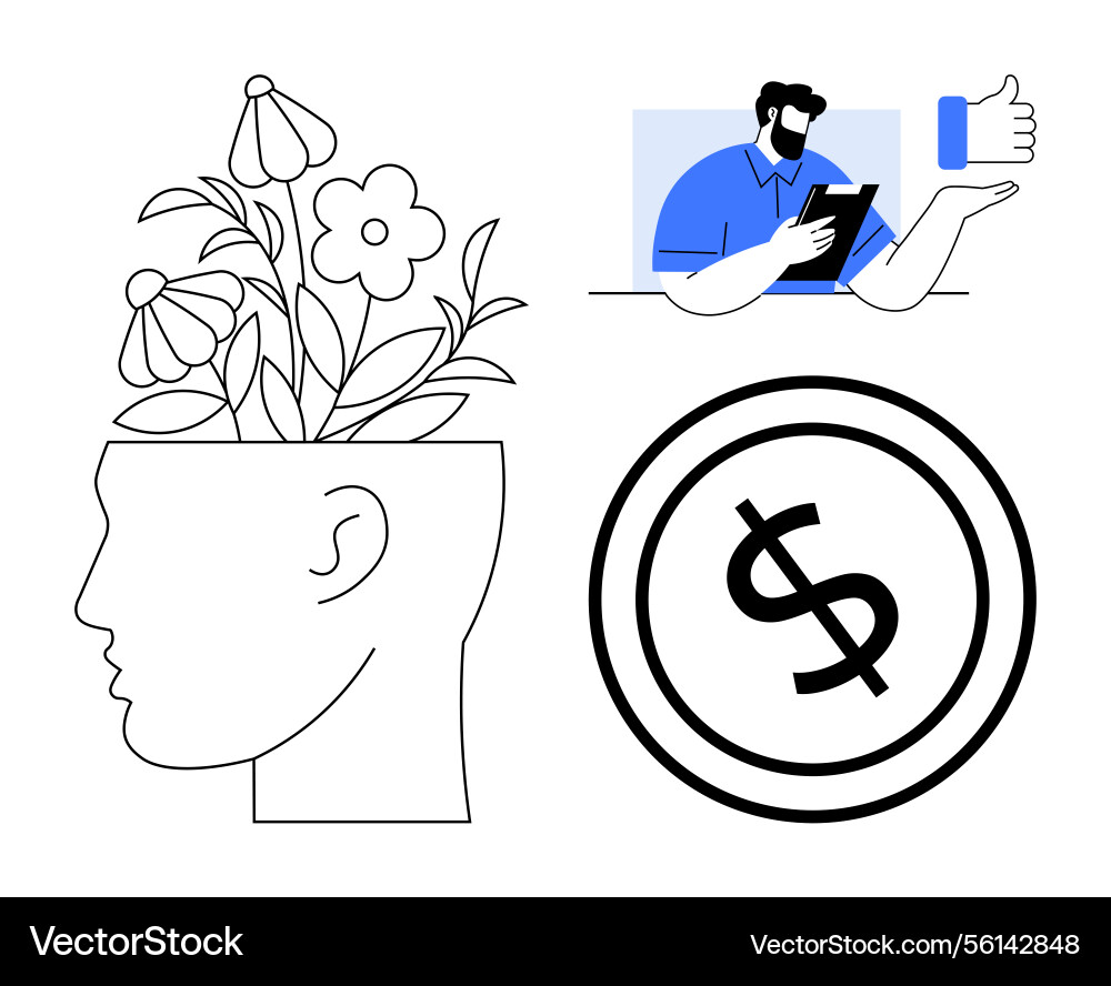 Growth mindset positive feedback and financial Vector Image