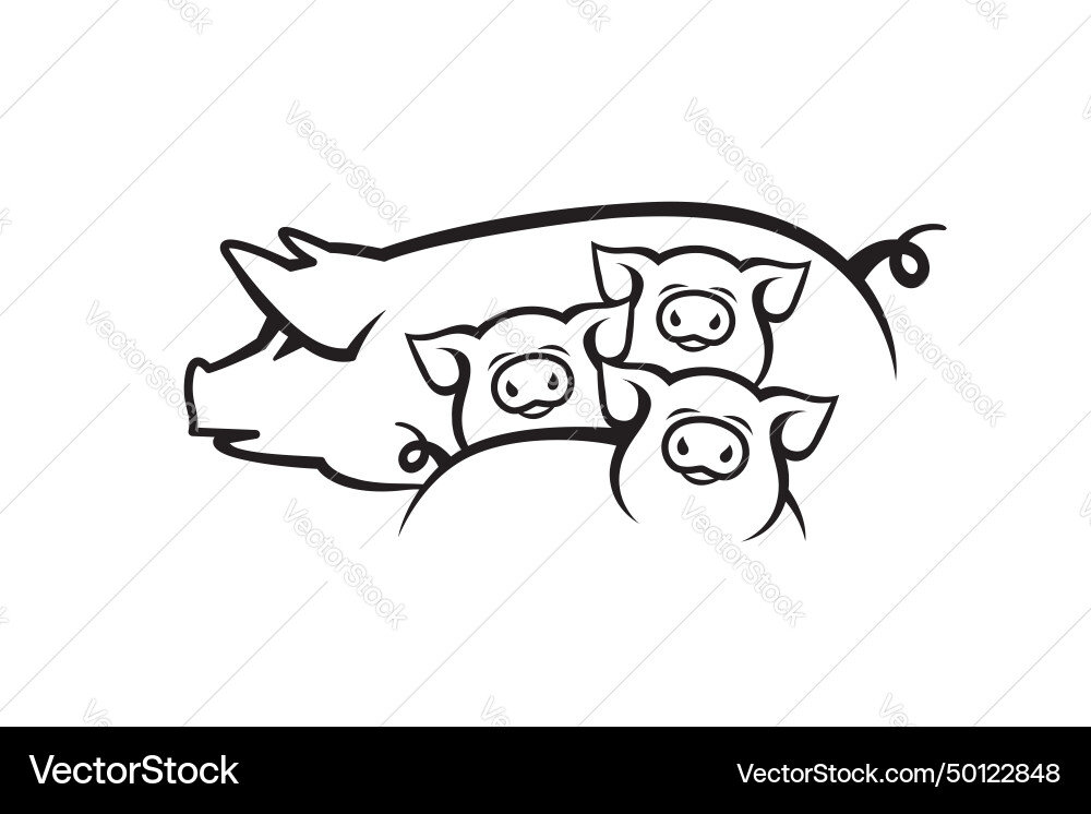 Pig and piglets Royalty Free Vector Image - VectorStock