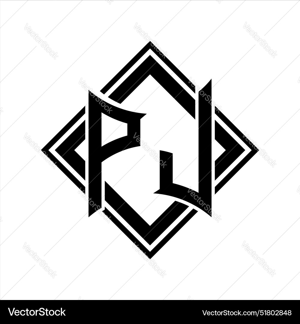 Pj letter logo with abstract shield shape Vector Image