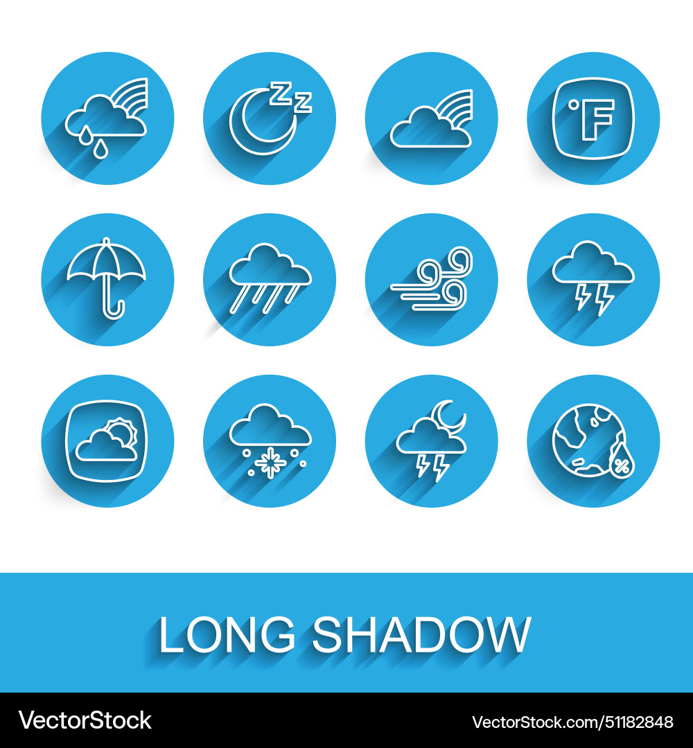 Set line weather forecast cloud with snow rainbow Vector Image