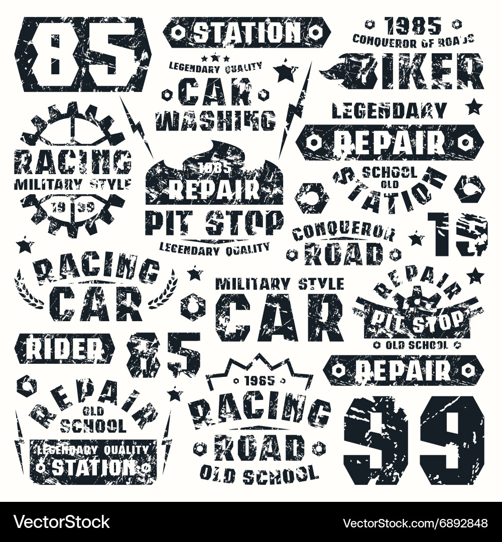 Vintage Car Repair Typography Royalty Free Vector Image