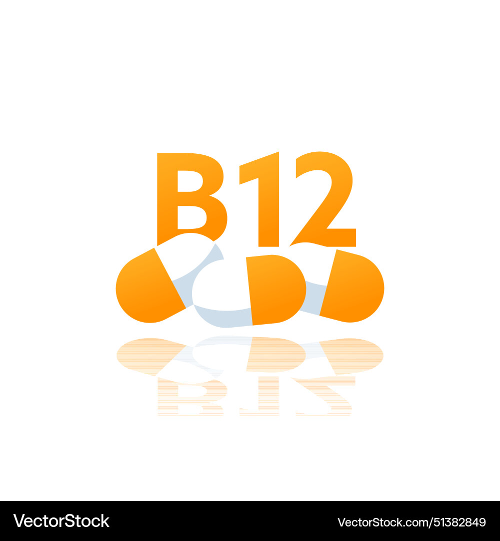 B12 vitamin icon on white Royalty Free Vector Image