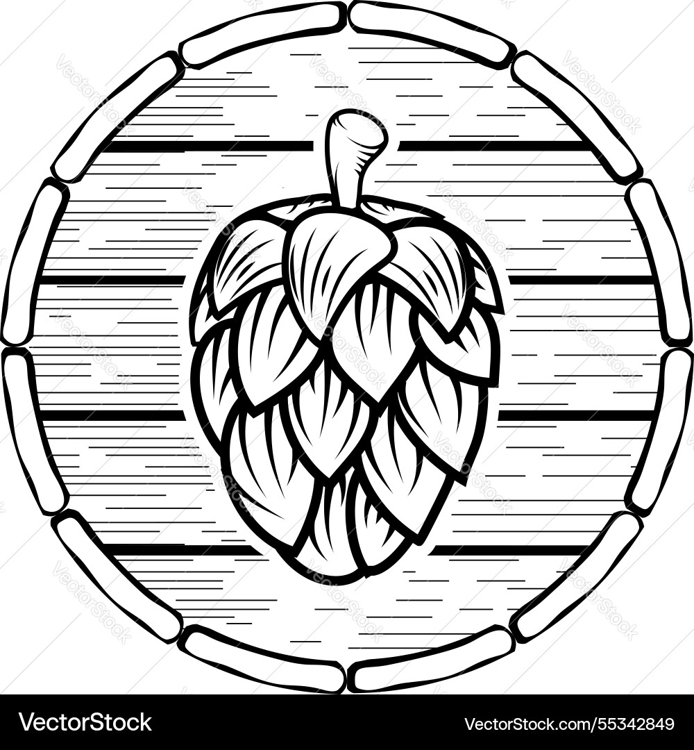 Beer barrel pub label template hop Royalty Free Vector Image