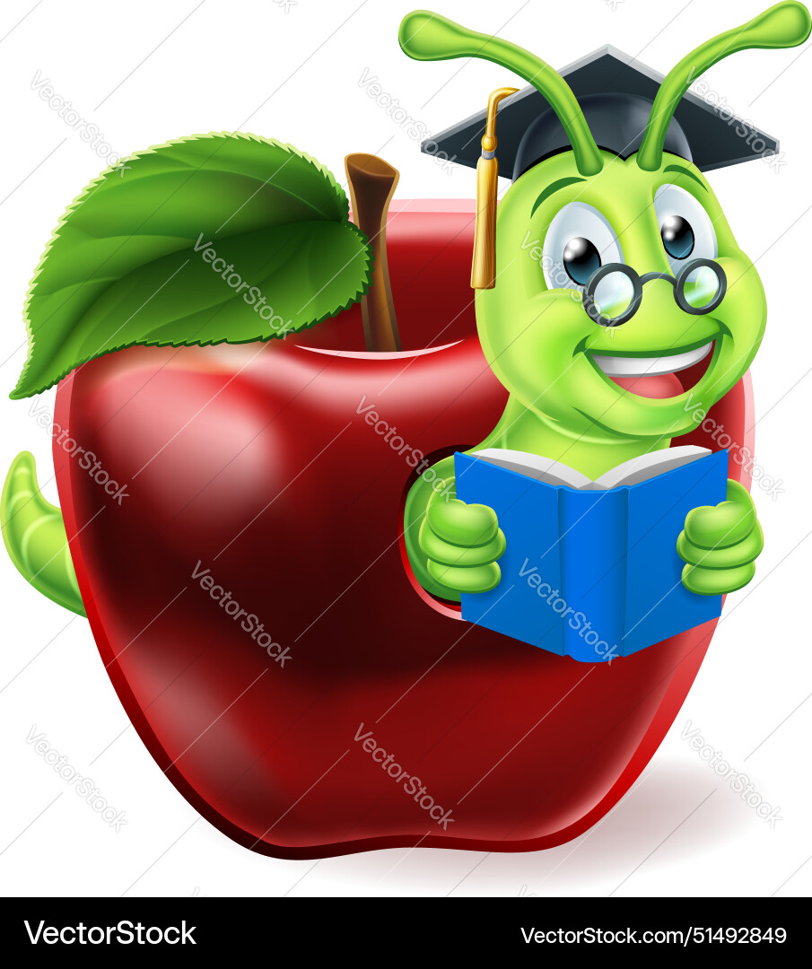 Book worm cartoon character Royalty Free Vector Image