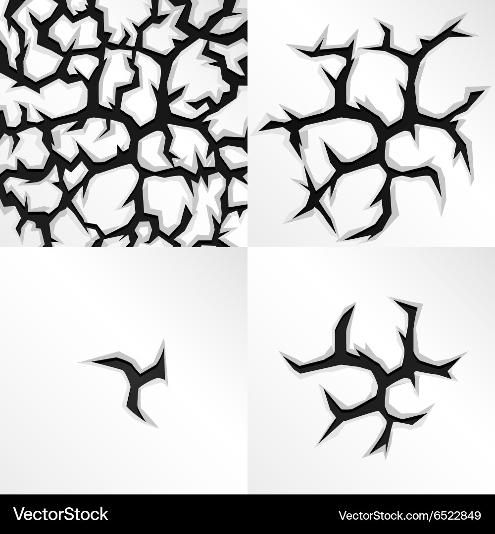 Cartoon cracks in four stages Royalty Free Vector Image