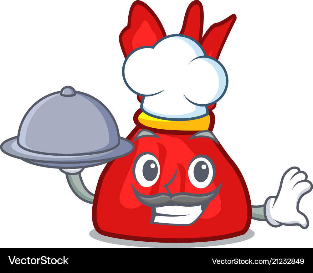 Chef with food wrapper candy mascot cartoon Vector Image