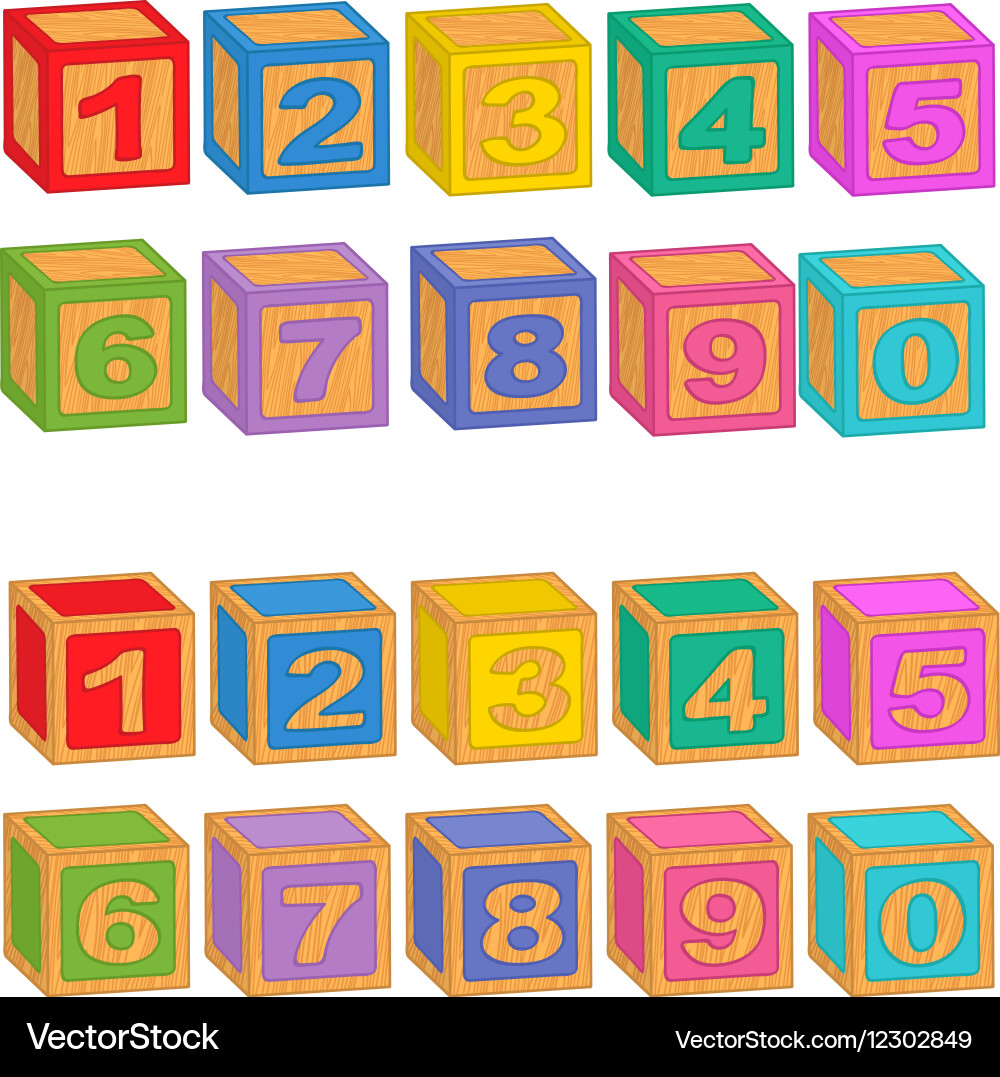 Colorful Wooden Number Blocks Royalty Free Vector Image