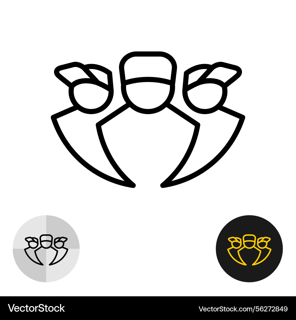 Crew logo with three people in a baseball caps Vector Image