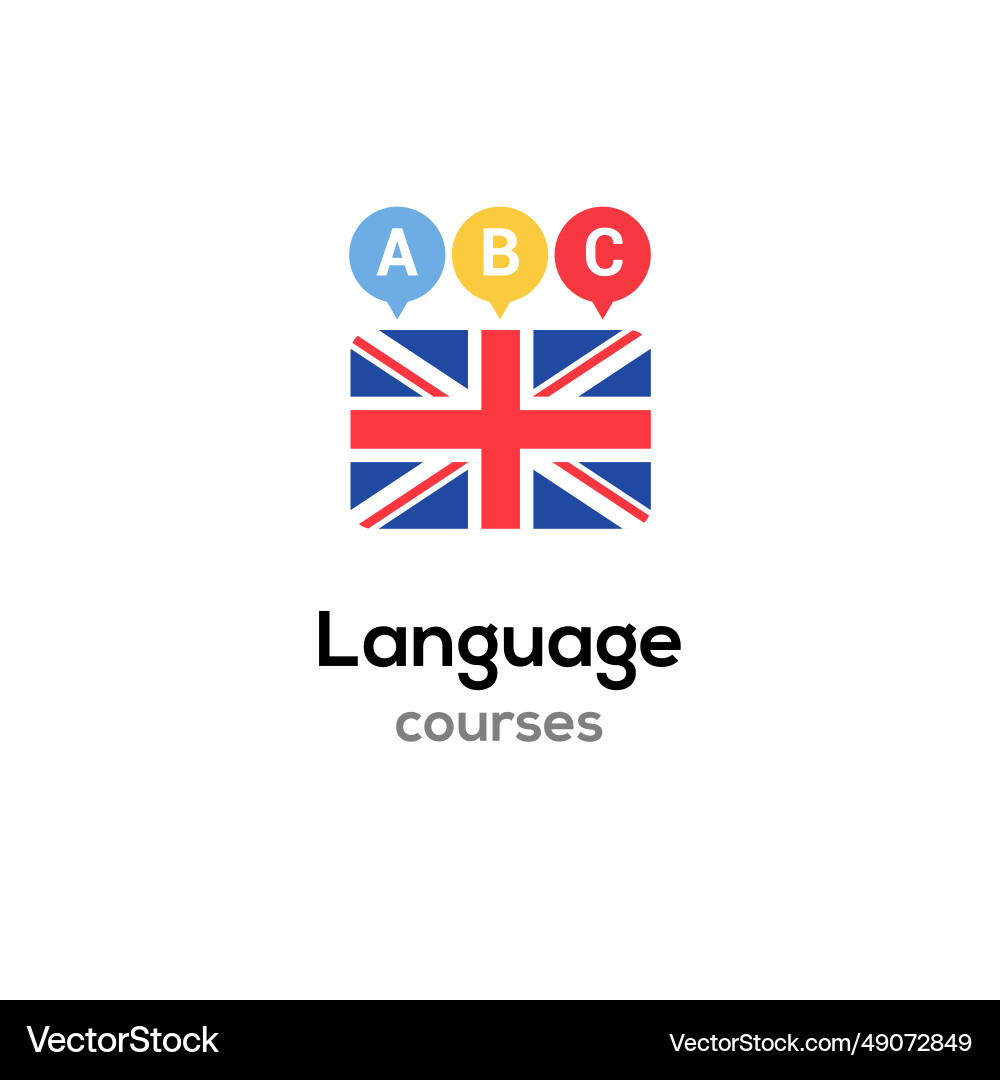 Englisch language school logo Course concept Vektorbild