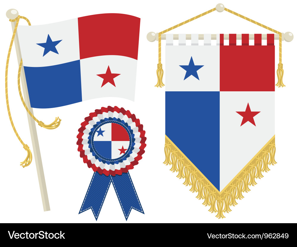 Panama Flag Elements Royalty Free Vector Image