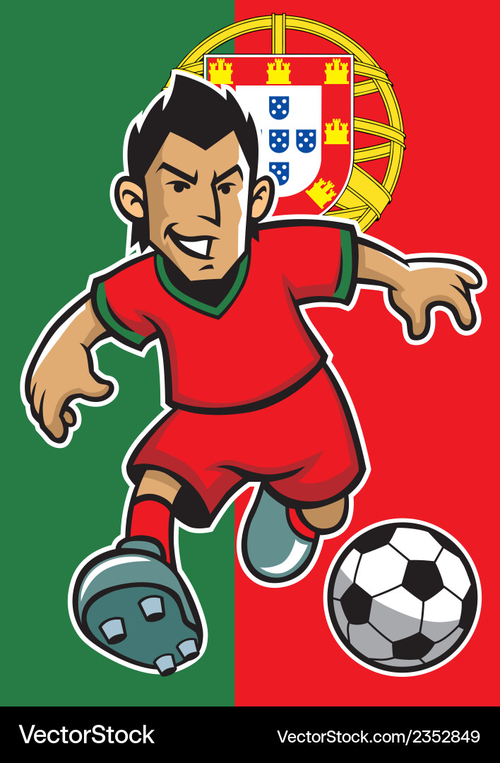 Portugal soccer player with flag background Vector Image