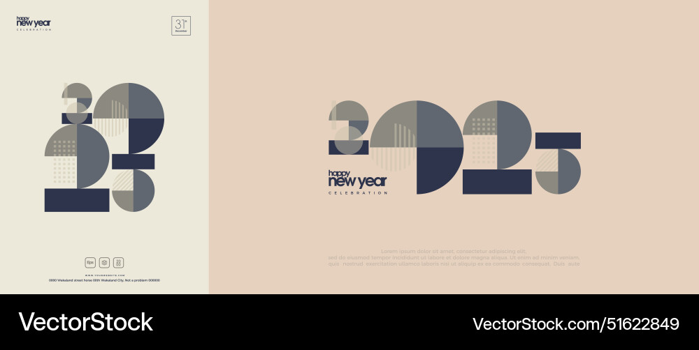Retro design happy new year 2025 cover Royalty Free Vector