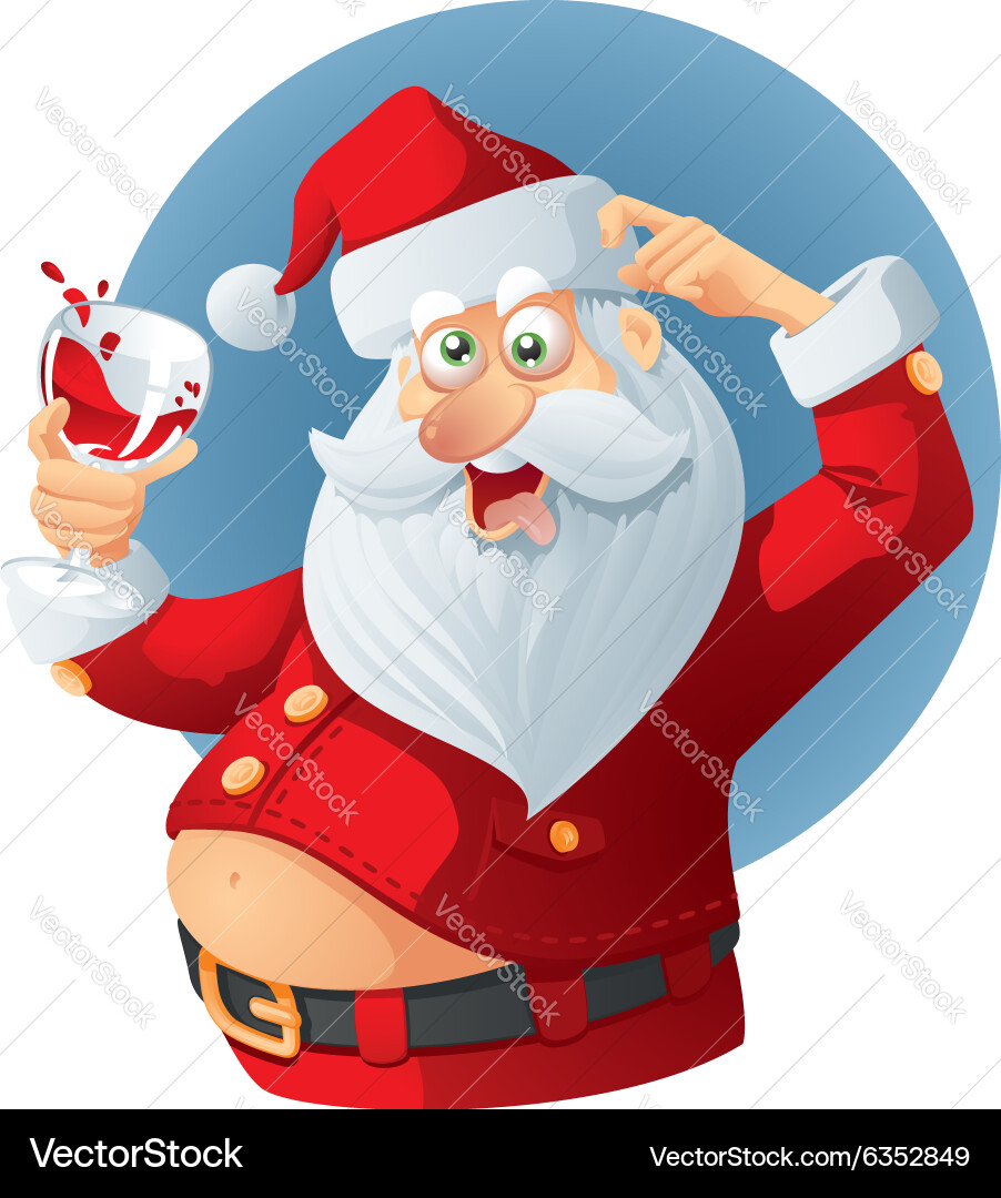 Tipsy Santa with Wine Royalty Free Vector Image