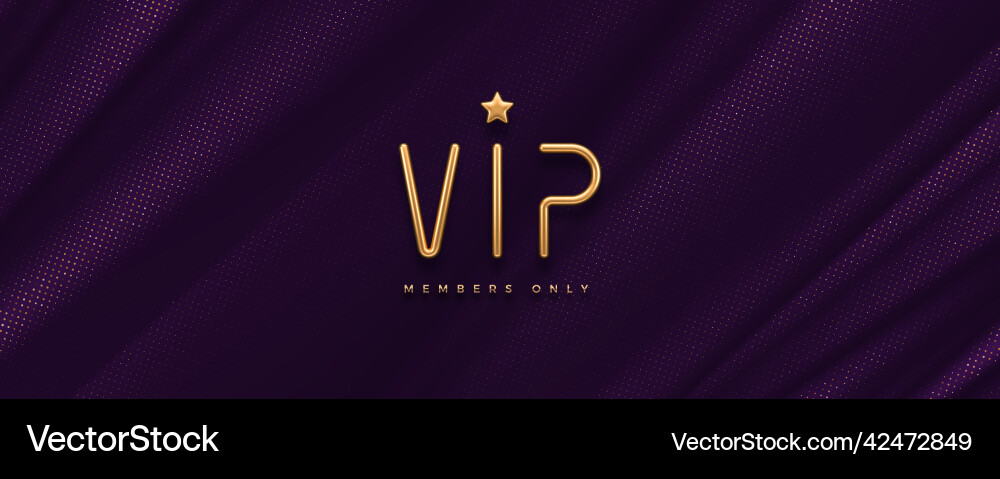 Vip invitation template with 3d golden letters Vector Image