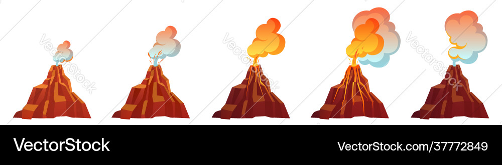 Volcanic Eruption Stages Royalty Free Vector Image