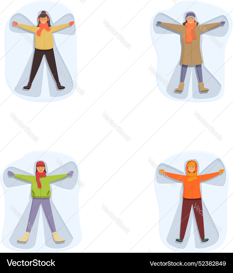 Winter snow angels set Royalty Free Vector Image