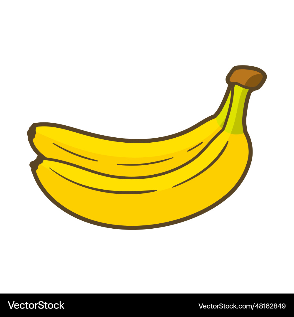 Yellow banana flat isolated on white background Vector Image