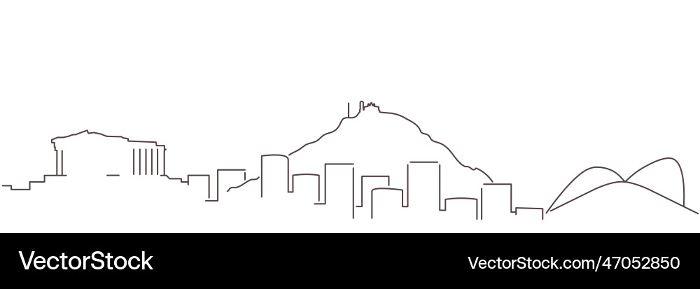 Athens dark line simple minimalist skyline Vector Image