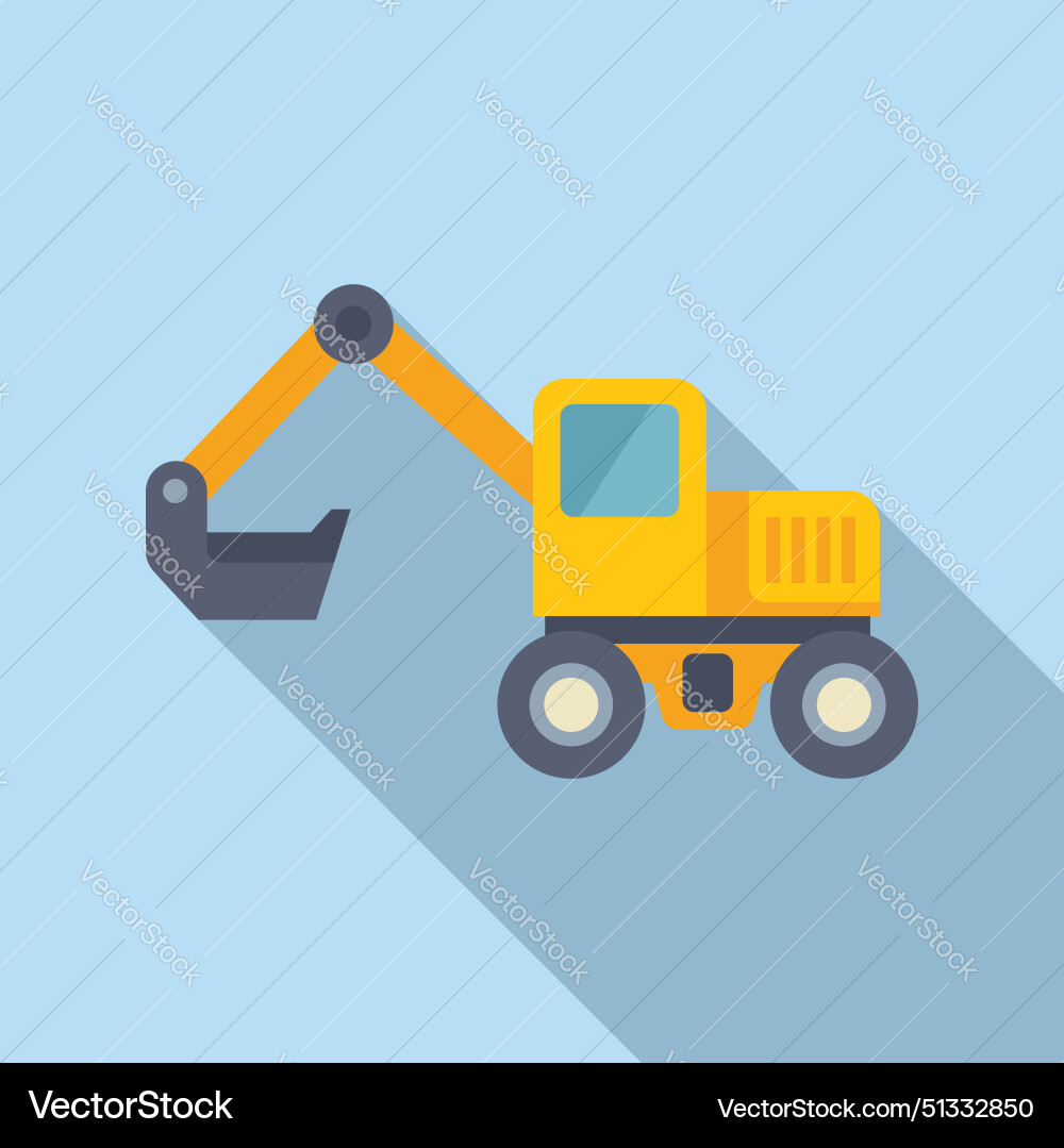 Cartoon excavator on blue background Royalty Free Vector
