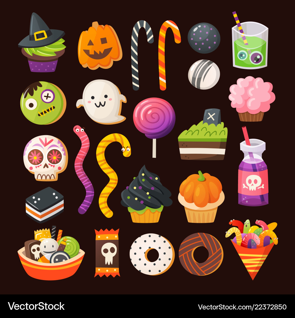 Halloween Treats & Sweets Royalty Free Vector Image
