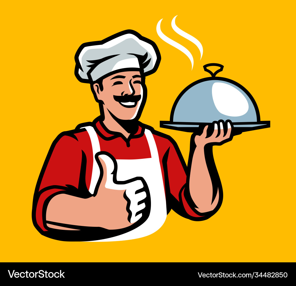 Happy chef restaurant cooking cuisine Royalty Free Vector