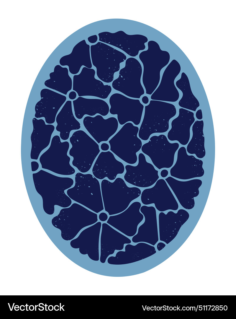 Oval monochrome abstract floral composition Vector Image