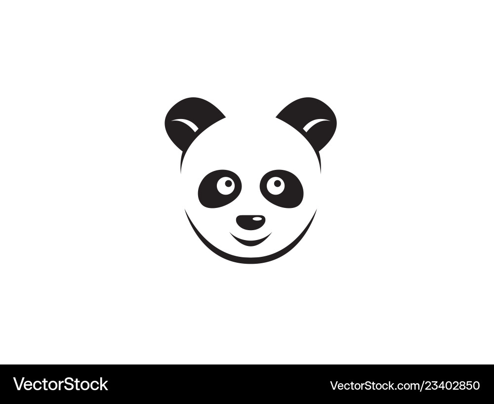 Panda head with smiling face logo design Vector Image