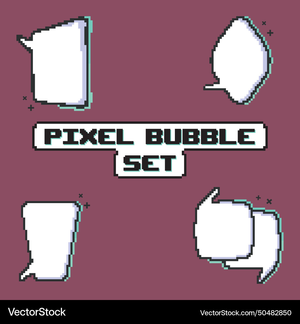 Pixelated comic bubble chats set Royalty Free Vector Image