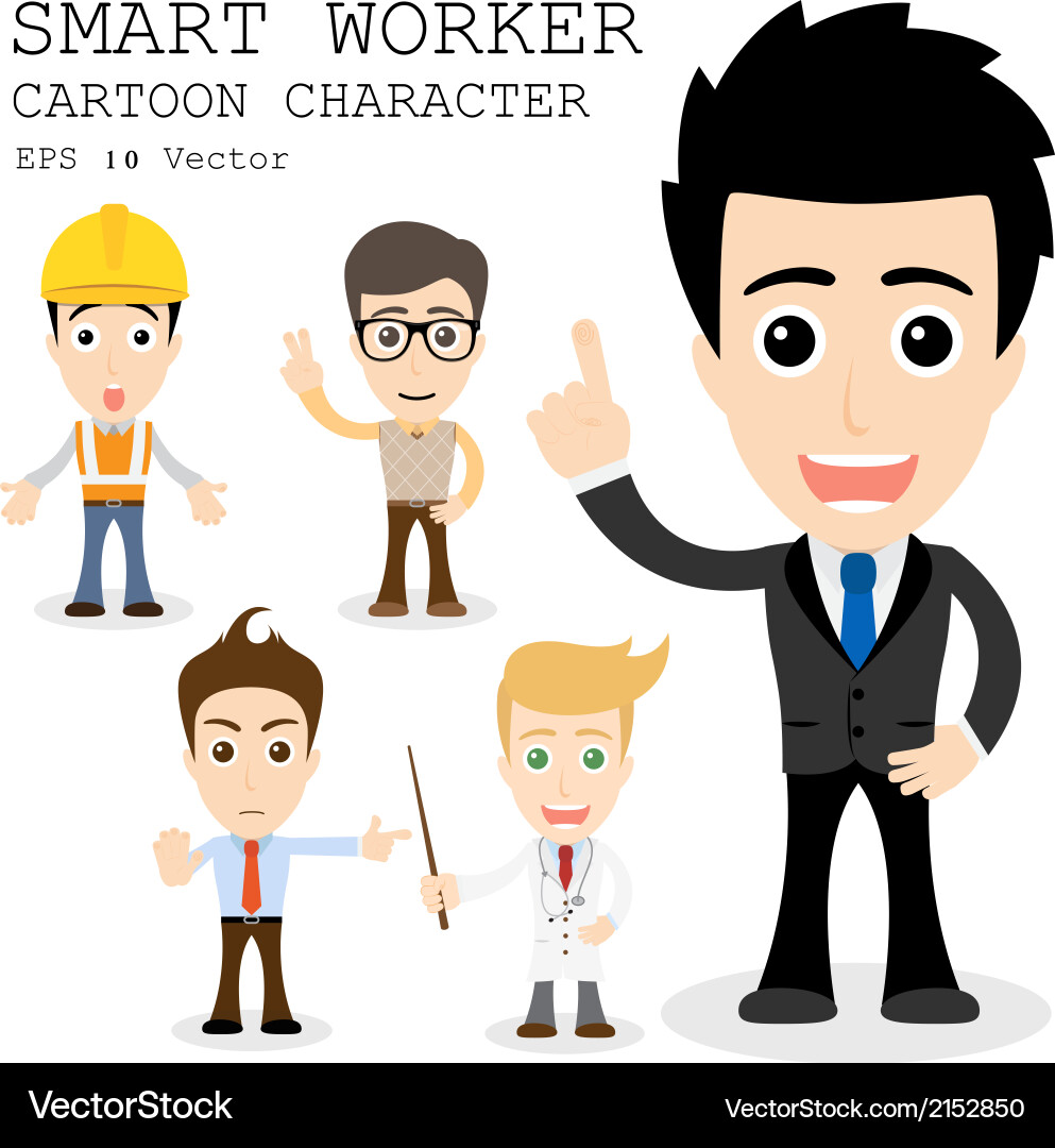 Smart worker cartoon character eps 10 Royalty Free Vector