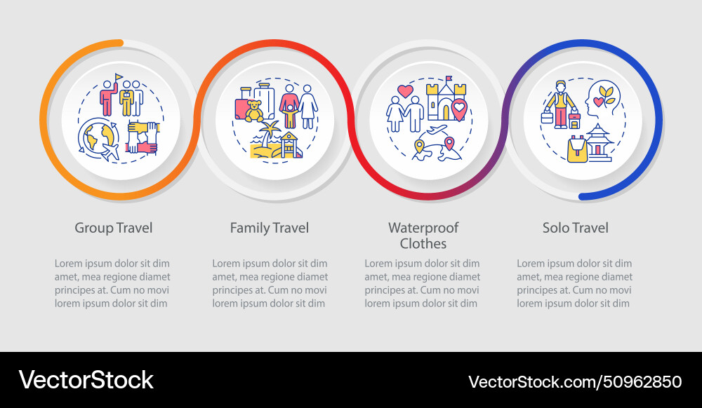 Travel types loop infographic template Royalty Free Vector