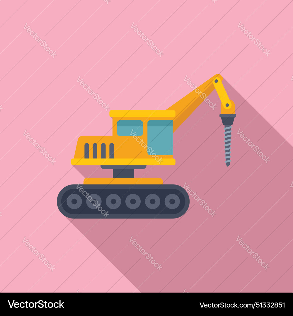 Cartoon construction excavator on pink background Vector Image