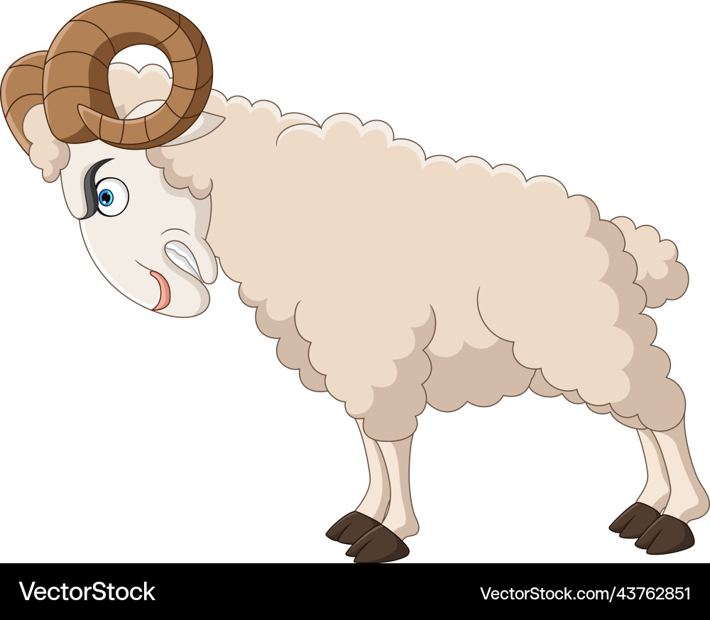 Cartoon funny angry goat ramming Royalty Free Vector Image