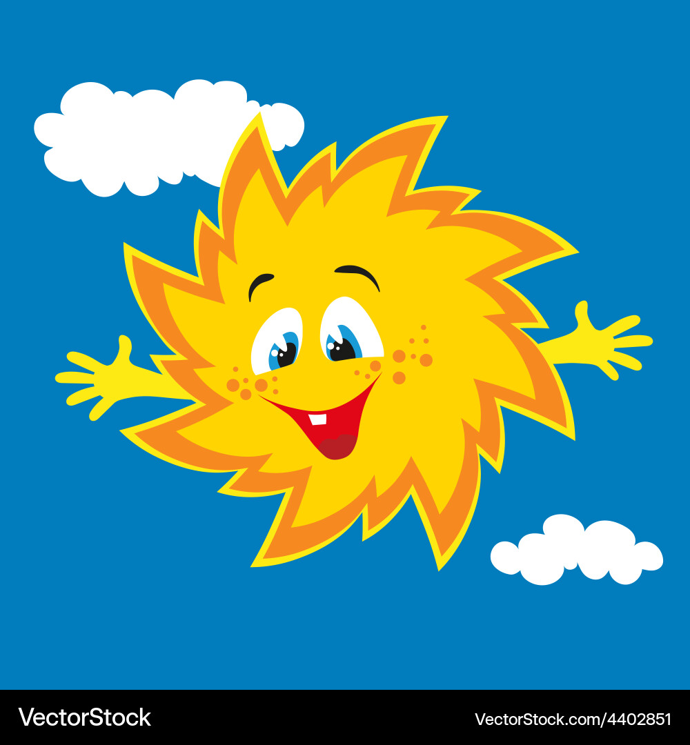 Happy cartoon sun smiling Royalty Free Vector Image