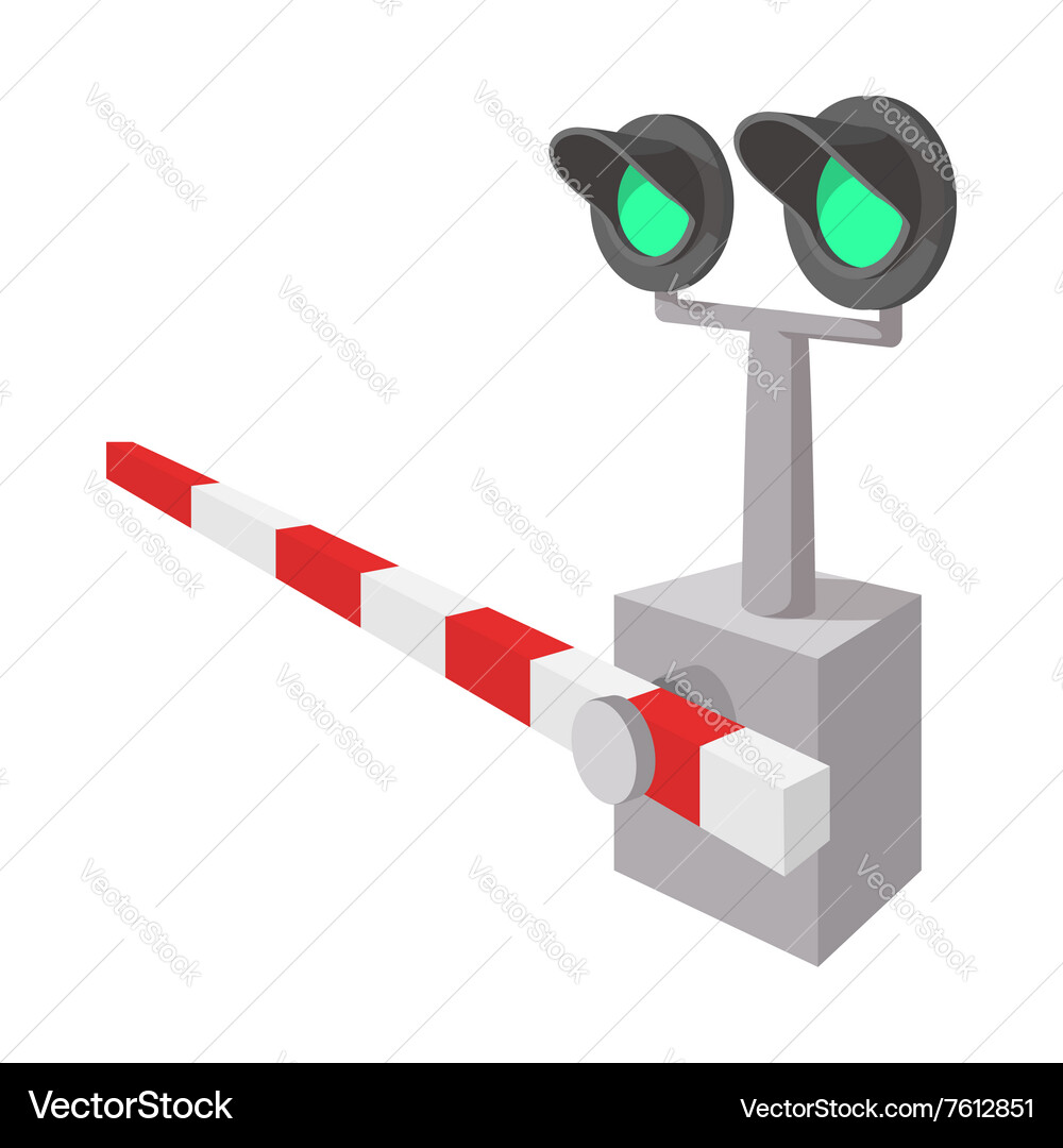 Railroad crossing sign cartoon icon Royalty Free Vector