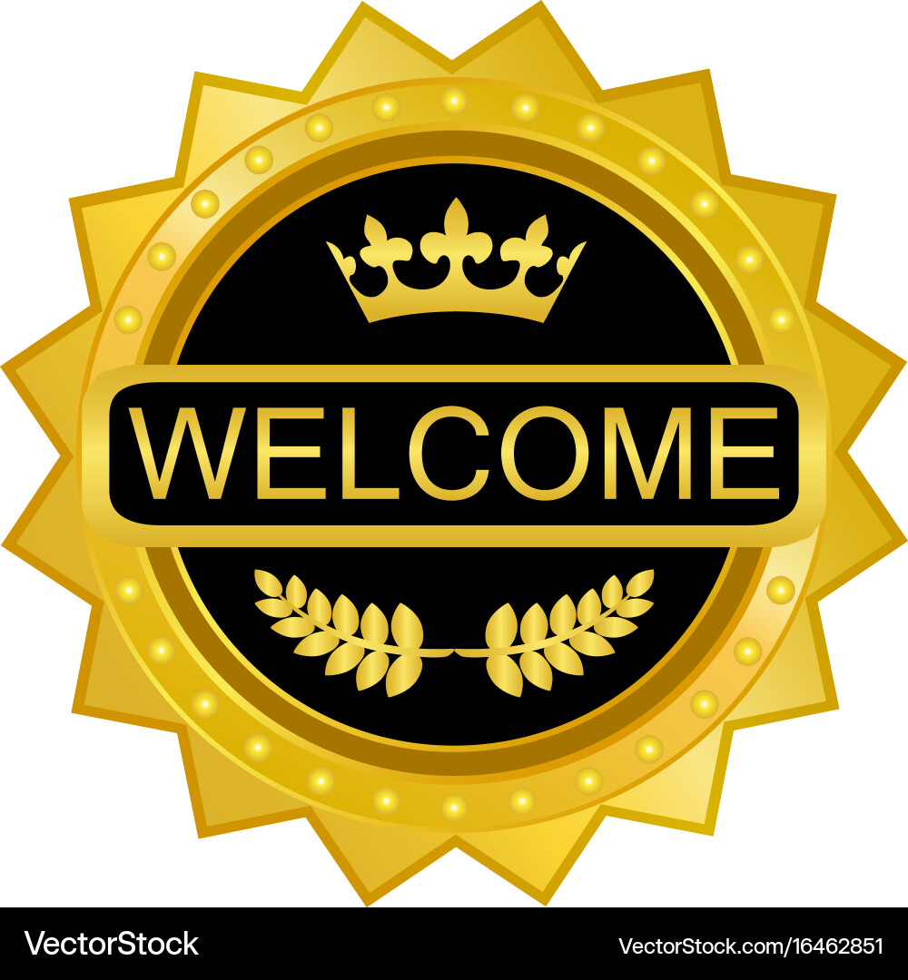 Welcome gold badge icon Royalty Free Vector Image