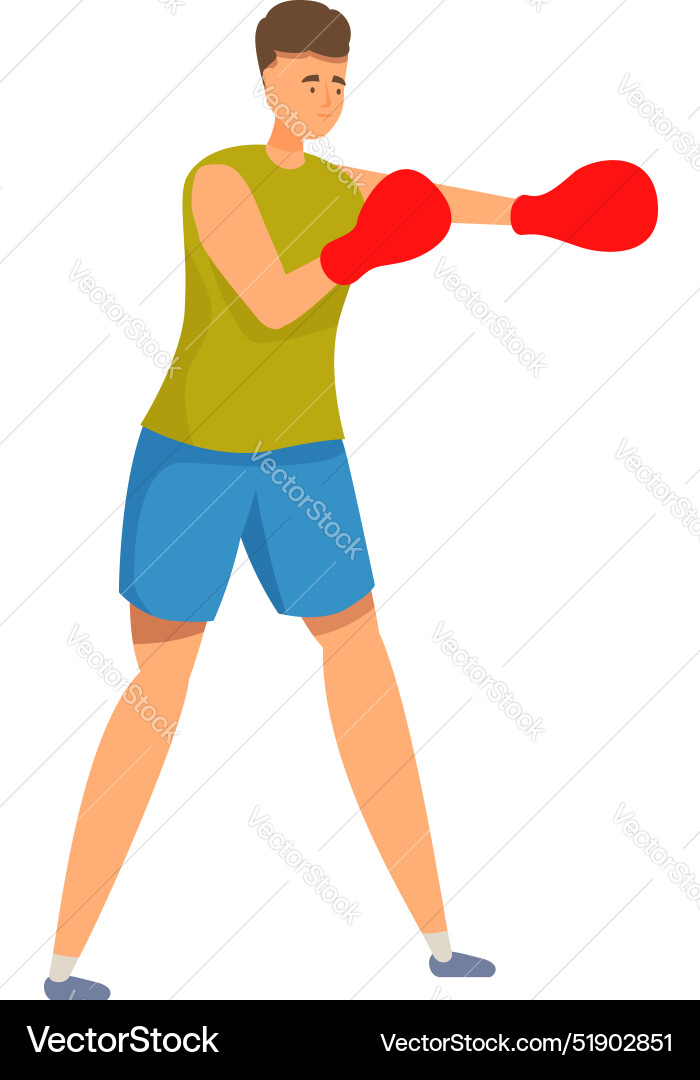 Young boxer training wearing boxing gloves Vector Image