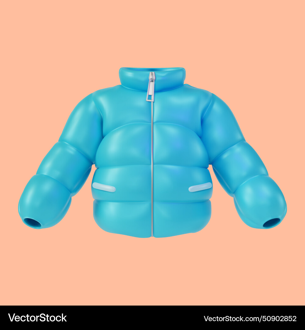 3d blue down jacket cartoon design style Vector Image