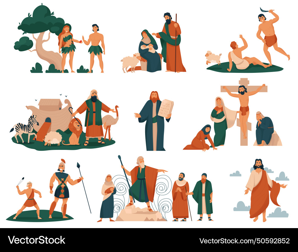 Christ bible story icon set Royalty Free Vector Image
