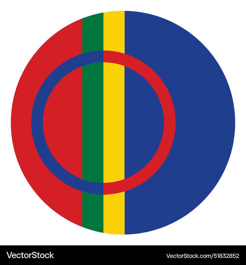 Circle badge sami people flag button Royalty Free Vector
