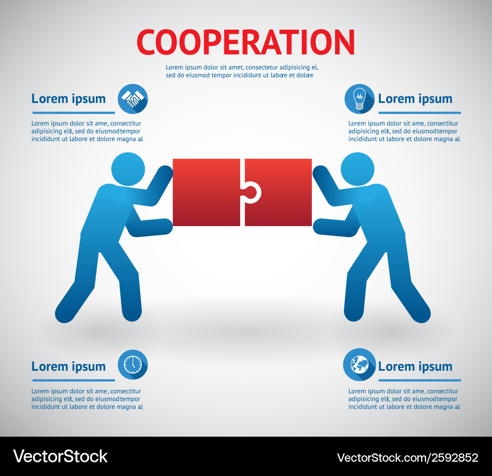 Cooperation and teamwork template Royalty Free Vector Image